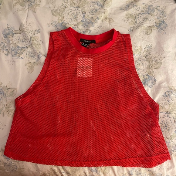 Forever 21 | Tops | Nwt Red Mesh Cropped Tank | Poshmark